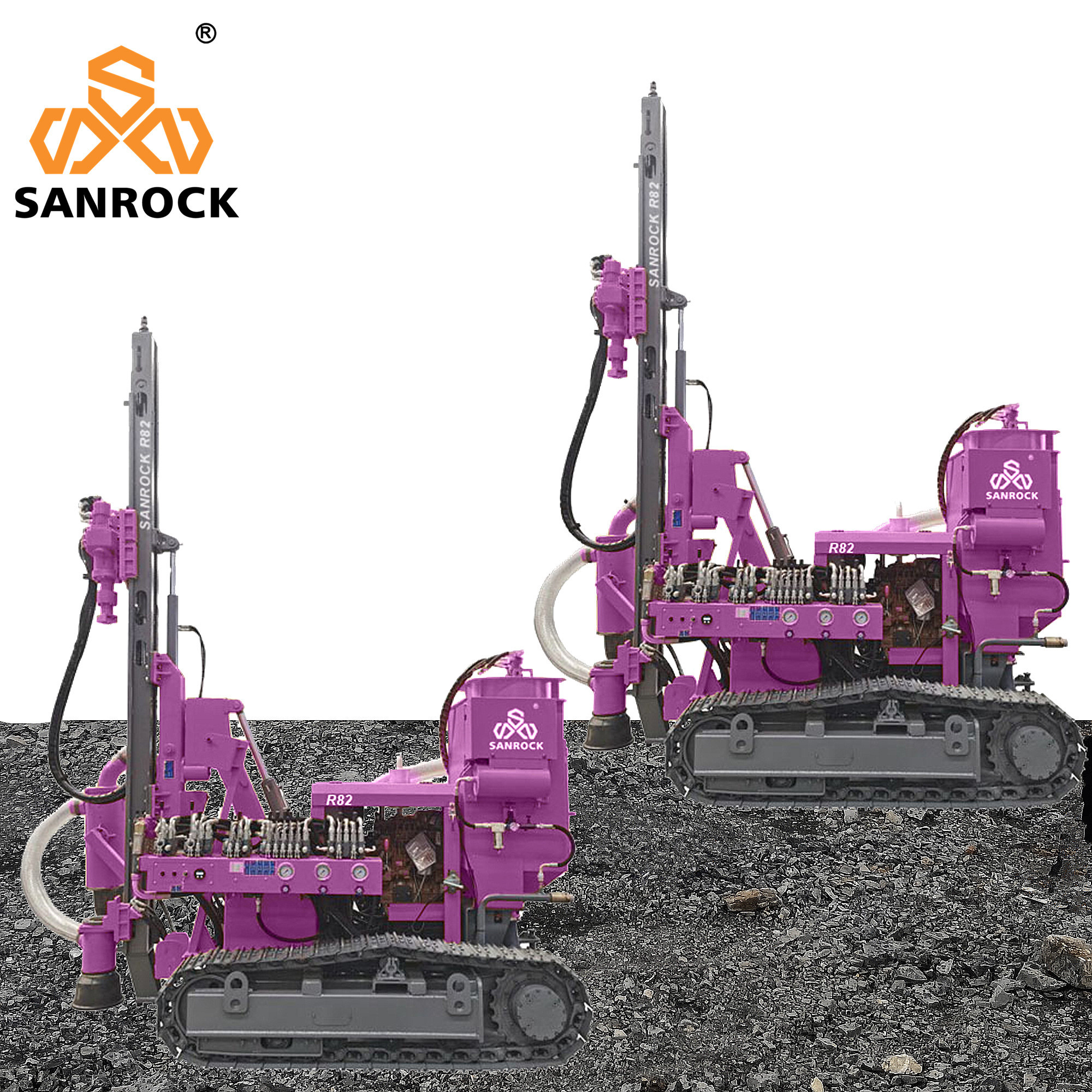 Hydraulic crawler drilling rig mining borehole 25 meters deep rock ...